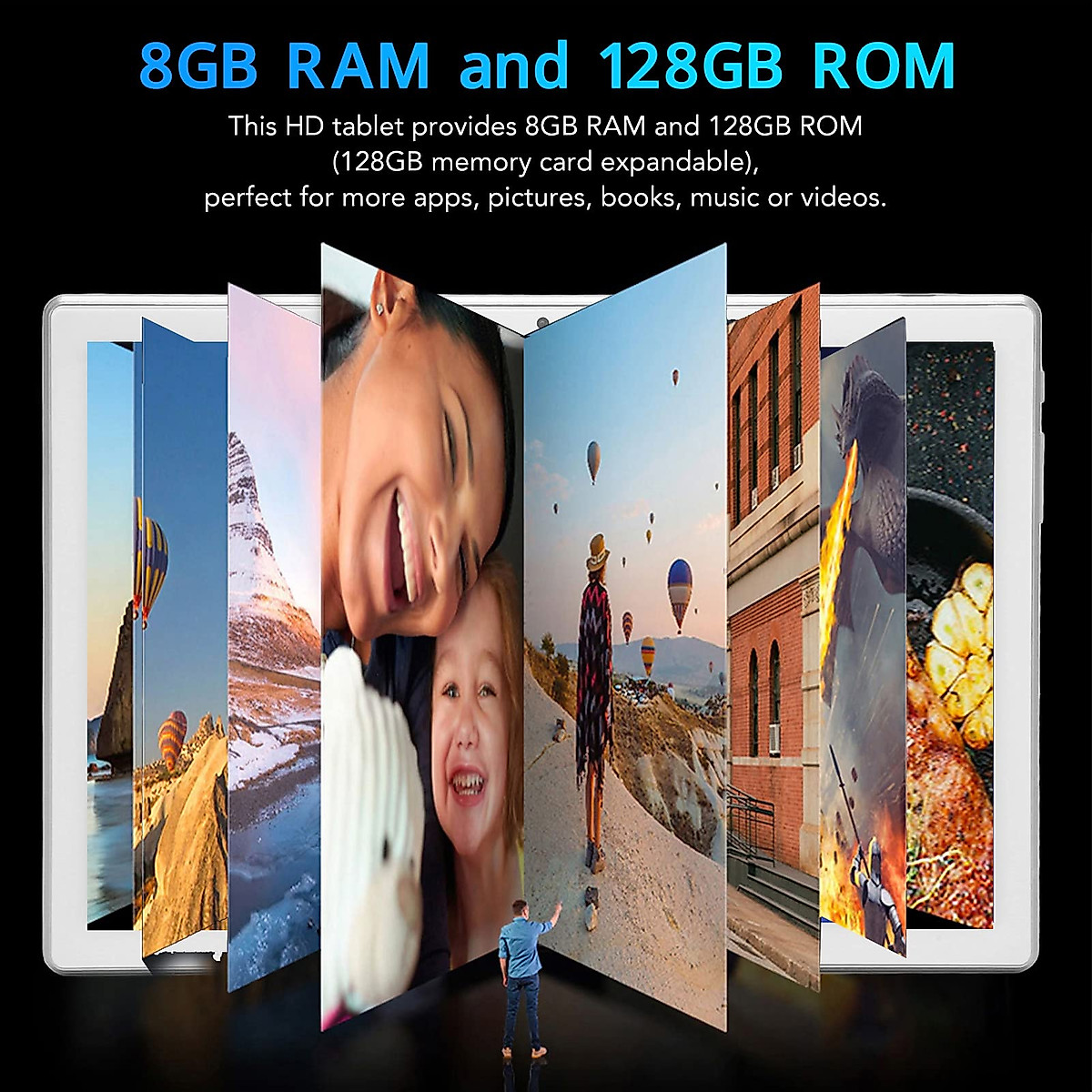 Acogedor 10.1Inch Tablet for Android 11.0, 1920x1200 IPS Screen MTK6580 Octa Core CPU 128GB ROM 8GB RAM 5G WiFi Tablet, 5MP Front and 13MP Rear Dual Camera (Silver)