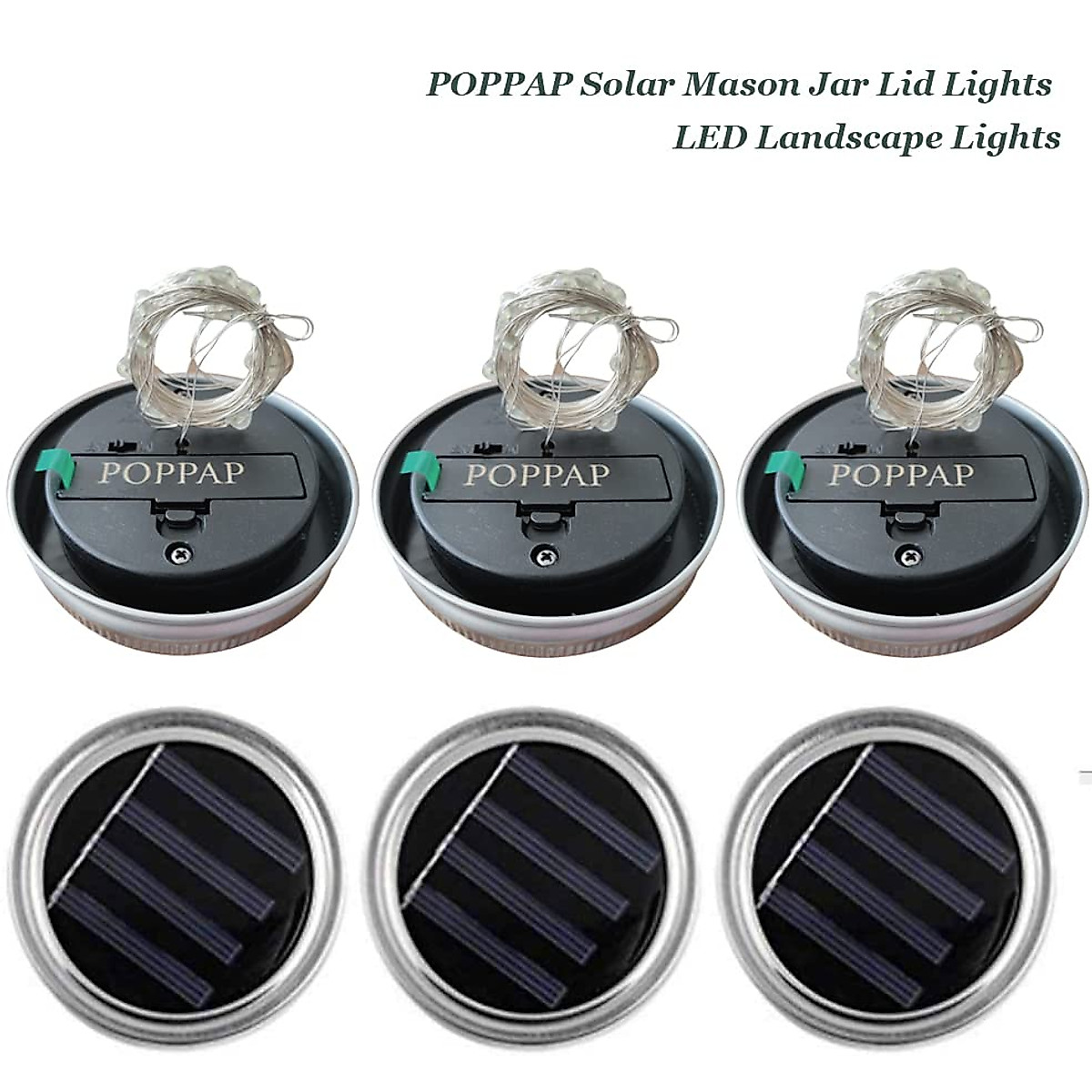 POPPAP Solar Jar Lid Lights Solar String Lights Fairy Lights for Mason Jar Decor Lights,Outdoor Lighting LED Landscape Lights 20 LED 78.74inch 6Lids Red