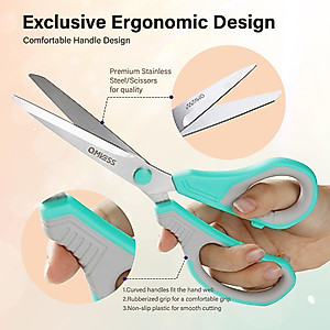 QMVESS 8.5" Scissors All Purpose 3 Pack, Ultra Sharp Multipurpose Blade Shears, Professional Ergonomic Comfort Grip Scissors for Office School Home Sewing Fabric DIY Craft Cutting General Use