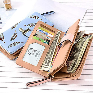 Wallet-NEWANIMA Women Multi-card Two Fold Long Zipper Clutch Purse (Style9-Pink)