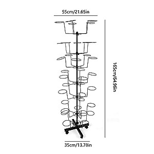 LOYALHEARTDY Hats Stand Display, Adjustable Iron Hat Rack Stand, Hat Rotating Display 35 Hats Rotating Hat Display Rack Free Standing Metal Floor Caps Head-wear Stand 7 Tier (Black)
