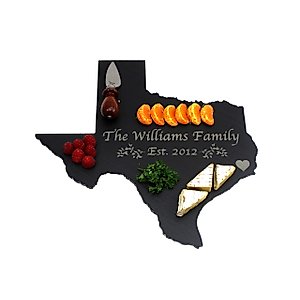 Custom Texas Black Slate Cutting Board, Serving Tray, or Cheese Board- Personalized with Laser Engraving