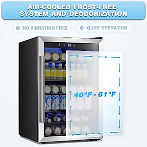 Beverage Refigerator -145 Can Mini Fridge with Glass Door for Soda Beer or Wine,Small Drink Dispenser, Can Cooler，For Bedroom, Home, Bar&Office with Adjustable Removable Shelves 4.5 Cu. Ft.