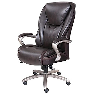 Serta® Smart Layers™ Hensley Big & Tall Ergonomic Bonded Leather High-Back Chair, Roasted Chestnut/Satin Nickel