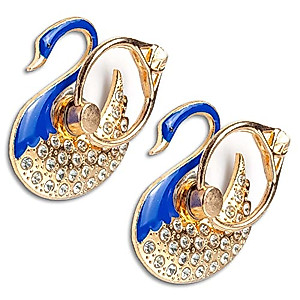 [2 Packs] Swan Glitter Bling Bling Phone Ring Holder, Sparkle Phone Ring Grip Artificial Diamond Stand,Rhinestone Cell Finger Ring for Phones,Pad