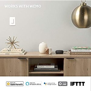 Wemo WLS0403 Wi-Fi Light Switch, 3-Way - Control Lighting from Anywhere, Easy In-Wall Installation, Works with Alexa, Google Assistant and Apple HomeKit