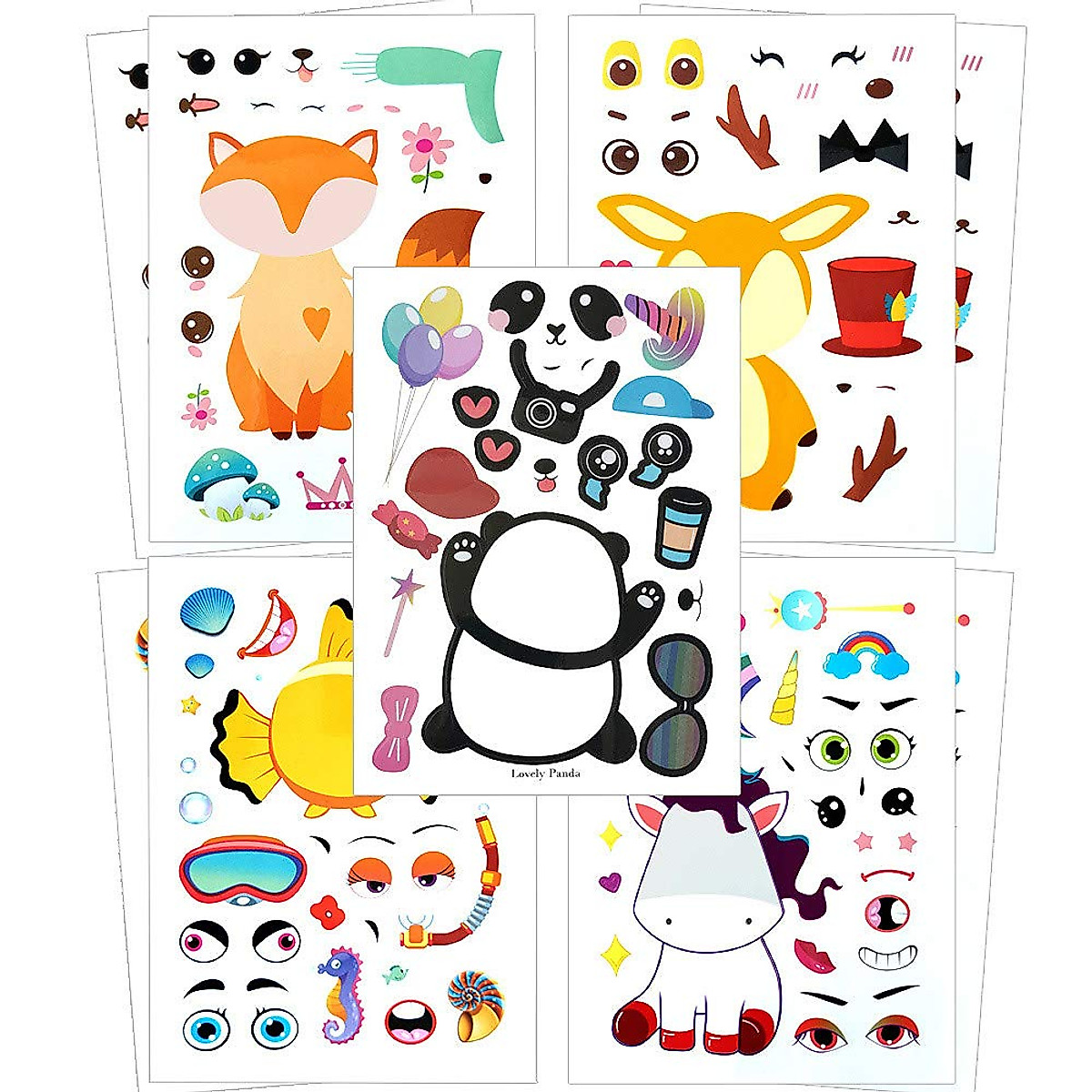 Make a Face Sticker Sheets, Make Your Own Animal Mix and Match Sticker for Kids. 36 PCS as Gift of Festival, Reward, Birthday, Party Favor, Art Craft,kids party favors