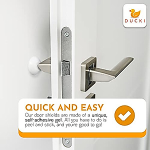 Ducki Door Stopper Wall Protector - Self Adhesive, Quiet, Reusable Shock Absorbent Gel - The Home or Office - Elegant Door Handle Silencer and Wall Protection Solution- (4pk)(White)