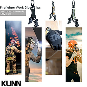 KUNN Work Glove Clips, Firefighter Glove Strap with 2 Heavy Duty Alligator Clips,Reflective Glove Holder for Construction,Fire,Rescue and More(Fluorescent Green)