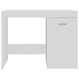 BynJoo Small Writing Desk Computer Desk,Wood Secretary Desks for Home Office,Homework and School Studying Writing Desk,for Homefor Simple Corner Desk with One Integrated Cabinet.White(39.4" Inche)