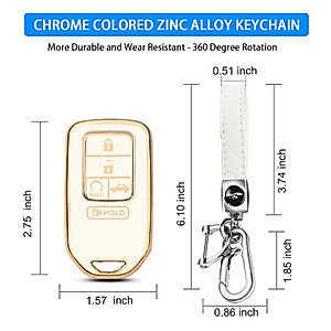 QBUC for Honda Key Fob Cover Case with Keychain for Honda Accord Civic CR-V CRV Pilot Passport Insight EX EX-L 5 Buttons