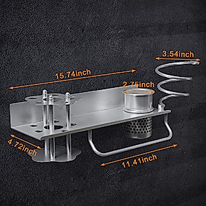 PowMax Bathroom Counter Organizer, Hair Dryer Holder Towel Shelf Rack,Toothbrush Comb Toiletries Storage