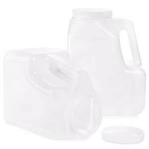 Yesland 2 Pcs White Plastic Gallon Jar with Handle and Airtight Lid - Square Empty Storage Containers and Jugs - 1.25 Gallon Wide Mouth Bottles for Craft Supplies, Paint, Detergent Storage, Liquids