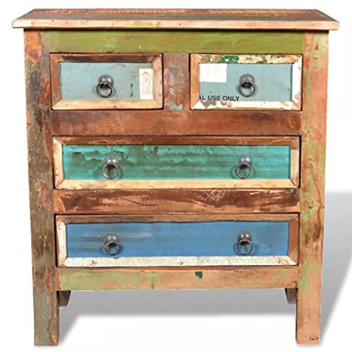 vidaXL Solid Reclaimed Wood Cabinet 4 Drawers Vintage Sideboard Storage Unit
