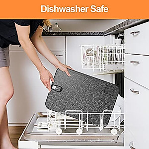 Viretang Plastic Cutting Board, 1 Pieces Dishwasher Safe Cutting Boards for Kitchen with Juice Grooves, Non-Slip, Reversible and Knife-Friendly with Built-in Sharpener & Grinding Area（Black）