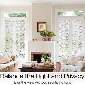 rabbitgoo Window Privacy Film Rainbow Window Clings Stained Glass Window Decals 3D Decorative Window Coverings, Static Cling Removable Glass Door Window Stickers, Anti-UV Non-Adhesive 17.5" x 78.7"