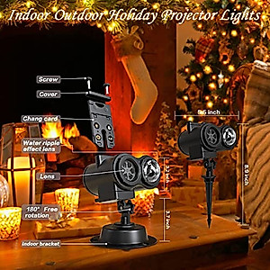 Christmas Projector Lights Outdoor, 3D Ocean Wave Christmas Light Projector with 26 HD Effects Waterproof Holiday Projector Lights for Home Indoor Birthday Party Xmas Decorations