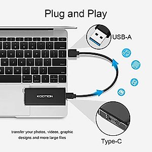 KOOTION Portable External SSD 120GB, USB-C Solid State Drive, USB 3.1 Gen2 - Ultra-Light Type-C PSSD for Gaming PC/Mac/Linux/Android, with Lanyard Hole