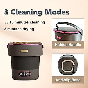 HusonoLife Portable Washing Machine 15L Small Washer and Dryer Mini Washing Machine for Underwear Baby Clothes Socks Foldable Washer lavadora portatil for Apartment Dorm Camping RV Travel (Black)