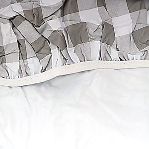 Aksipo Vinyl Picnic Tablecloths and Bench Covers, Waterproof Picnic Table and Bench Seat Covers with Elastic Edges for Outdoor Patio Park, Gray Checkered Flannel Backed Lining, 72 Inch 3 Piece Set