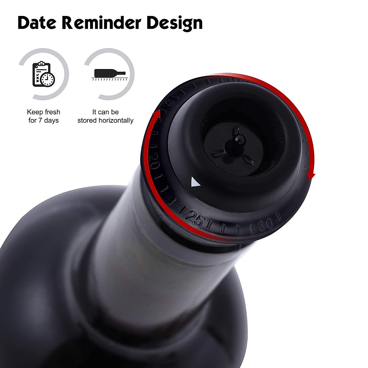 Winirina Automatic Wine Saver Pump Set for Red Wine with 4 Reusable Vacuum Bottle Sealer Stoppers USB Type-C Charging - Black