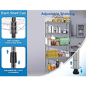 BIQWBIC 5 Tier Wire Shelving Unit Storage Rack, Metal Adjustable Storage Shelves for Bathroom Laundry Room, Wire Standing Storage Shelf Units, 36" Lx14 Wx72 H, 1250 Lbs Capacity, Chrome