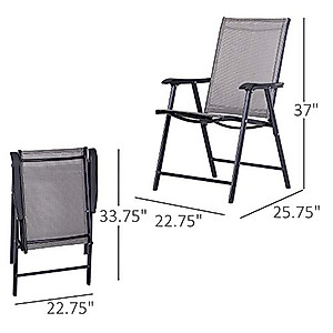 Outsunny Folding Outdoor Patio Chairs Set of 2 Stackable Portable for Deck, Garden, Camping and Travel