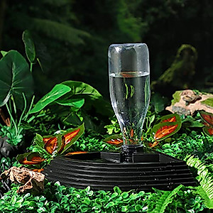 POPETPOP Reptile Water Bowl-Automatic Reptile Water Fountain-Turtle Water Dispenser Bottle Tortoise Food Water Bowl Feeding Dish for Lizards Snake-Black