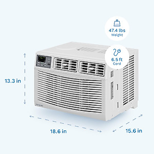 hOmeLabs Window Air Conditioner 8000 BTU - Energy Efficient, Digital Thermostat, Remote Control - Ideal for Rooms up to 350 Square Feet