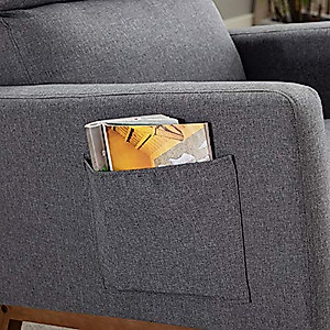 Artechwoks Rocking Chair Mid-Century Modern Fabric Nursery Rocker Armchair Upholstered High Tall Back Retro Accent Glider Rocker with Wood Base Padded Seat Comfortable for Living Room Bedroom, Grey