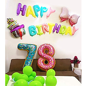 Number 7 Donut Balloon 40 Inches Large 7th Donuts Birthday Party Decorations Seven Donut Grow Up Themed Party Supplies 7 Sprinkle Party Decor for Girls Sweet Candy Ice Cream 7
