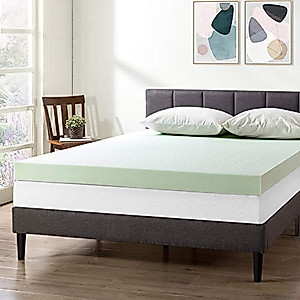 Best Price Mattress 4 Inch Ventilated Memory Foam Mattress Topper with Calming Green Tea Infusion, CertiPUR-US Certified, Twin, 4" Green Tea