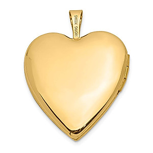 FB Jewels Solid 14K Yellow Gold 20mm Diamond Set Cross Heart Locket