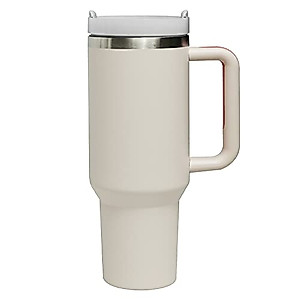 40oz Insulated Tumblers with Handle and Straw H2.0 Quencher Tumbler Reusable Ice Coffee Cup with Lid Travel Coffee Mug for Cold and Hot Beverages Stainless Steel BPA Free(40oz Rose Quartz)