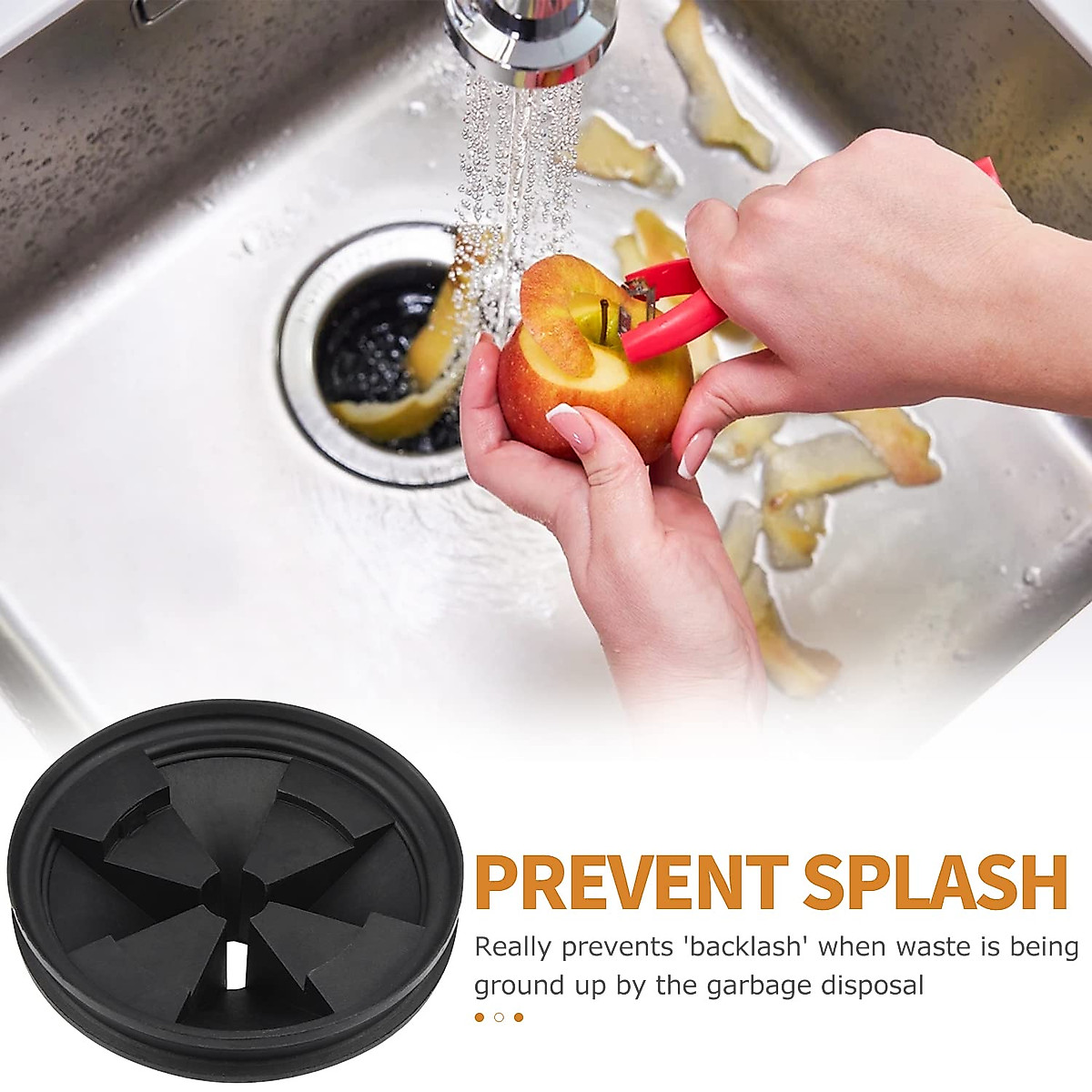 Garbage Disposal Splash Guard, Upgraded EPDM Rubber 3 3/8" for InSinkErator Evolution Series QCB-AM Kitchen Sink Baffle Drain Cover Removable Quiet Collar Insert Parts
