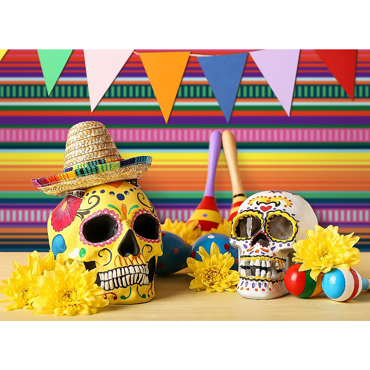 Allenjoy PE Fiesta Backdrop Mexican Color Stripes Banner Cinco de Mayo Party Background