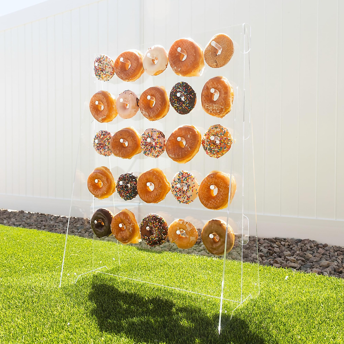 2 in 1 Champagne Wall Holder for Party Modern Acrylic Donut Stand Wedding Decor 32" x 22" Table Top Tower 25 Snack Dowels Mimosa Bar Decorations