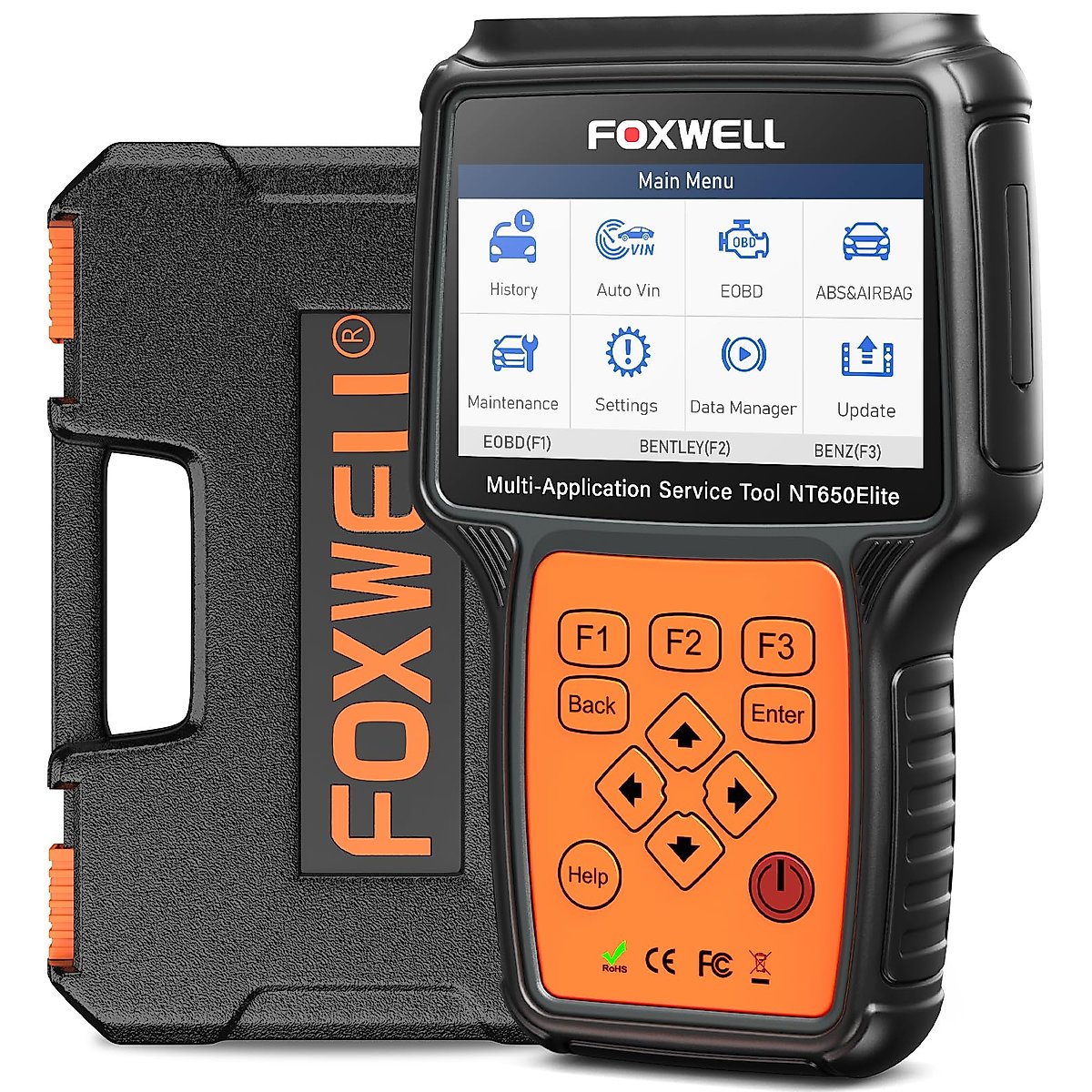 FOXWELL NT650 Elite OBD2 Scanner, 25 Resets, ABS SRS Scan Tool, ABS Bleeding SRS Airbag Bidirectional Code Reader, Oil SAS BRT EPB TPS Injector Car Diagnostic Tool, NT630 Plus Upgrade