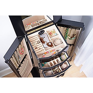 Alveare Home Louisa Locking Jewelry Armoire, Black