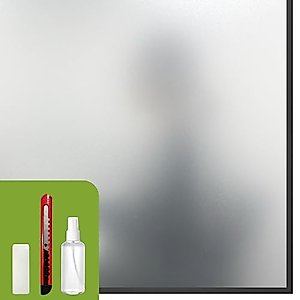 LuvLyfe Window Privacy Film Frosted Glass Window Film with Tools, UV Blocking Window Tint, Non Adhesive Static Cling Removeable Window Clings for Bathroom, Bedroom and Office(Pure, 17.5" * 78.7")