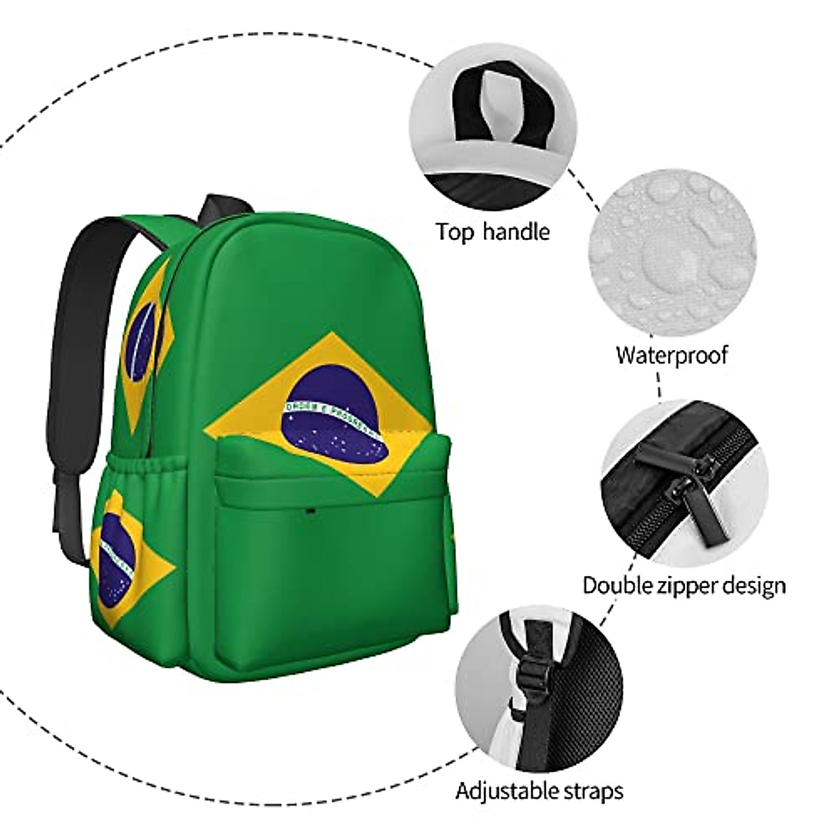 Lightweight Laptop Backpack Brazil Flag School Backpack Bookbags Schoolbag Casual Daypacks