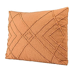 Main + Mesa Creative Co-Op Embroidered Cotton Geometric Lumbar Pillow, Rust