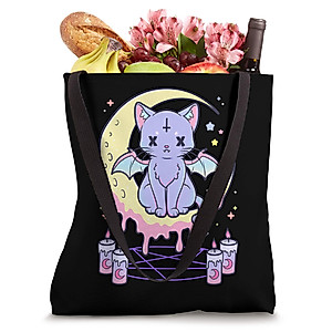 Kawaii Pastel Goth Cute Creepy Black Cat Tote Bag
