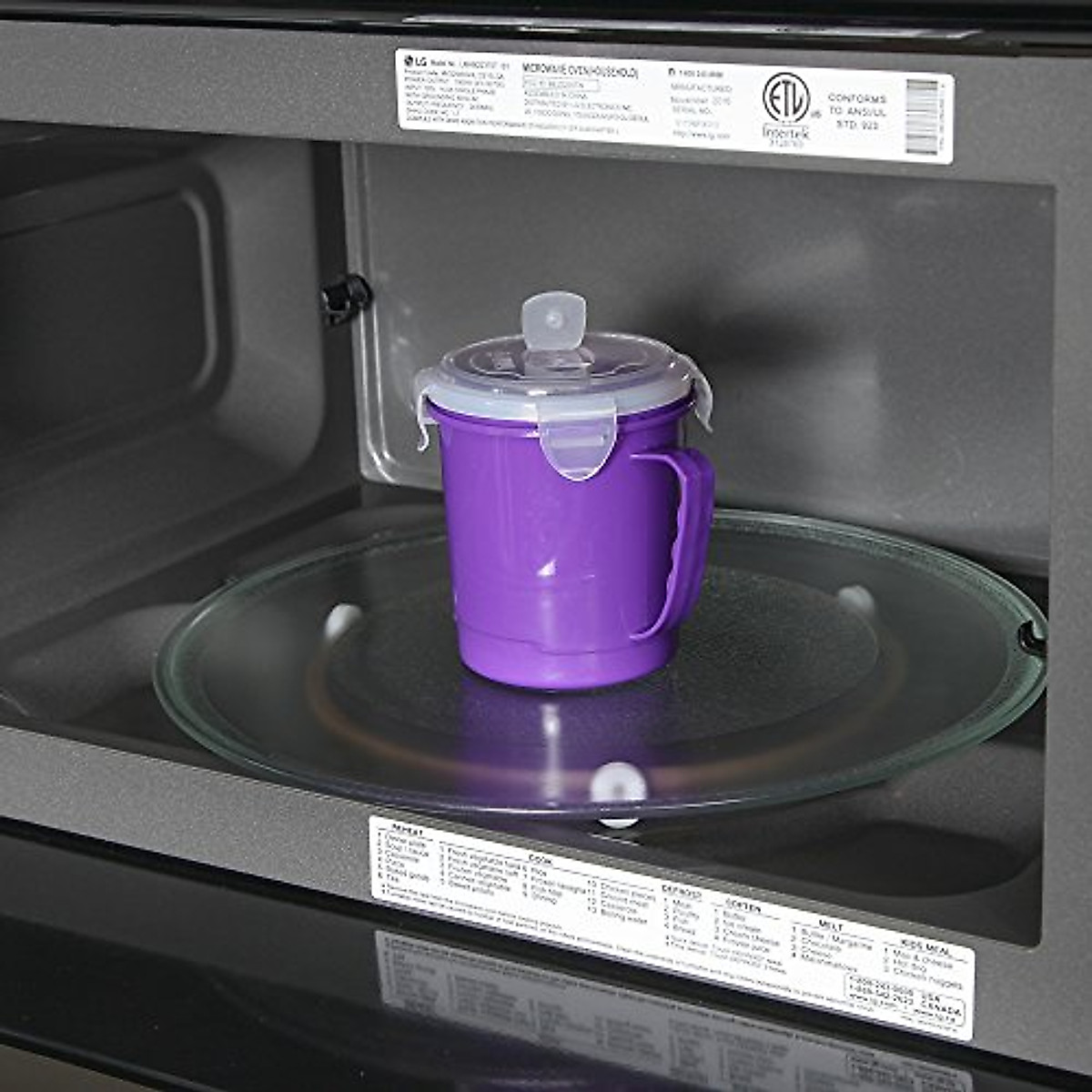 Home-X - Microwave Soup Mug Set with Secure Snap Close Vented Lids, 22 oz Mugs Allow You to Heat and Eat Soups, Noodles, Hot Cereal and More in a Single Container, Set of 3, Red, Blue and Purple