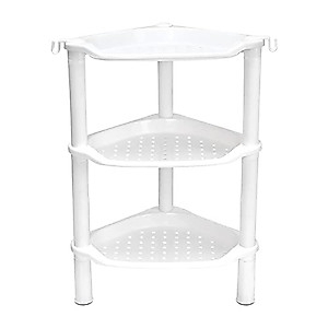3 Tier Shower Caddy Organizer Shelf Corner, 13.5 x 10 x 26 Inches, Rustproof, Plastic Shower Rack Stands for Inside Bathroom, Bathtub, Shower pan, White(Round Slot White 3 Tier)