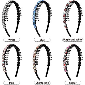 Hoteam Chic Flower Style Crystal Rhinestone Beaded Headbands with Comb for Women and Girls - Non-Slip Hair Accessories