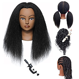 Mannequin Head with 100% Real Hair Manikin Cosmetology Doll Head Hairdresser Practice Styling Brading Training Head with Free Clamp Holder (14inch-D3)