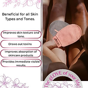Asymi Deep Exfoliating Glove - Reusable Exfoliating Mitt for Dead Skin Removal (Keratosis Pilaris Strawberry Legs Ecologic body care) Vegan Body Scrub SPA body Treatment (Grey Cloudy), 1.0 Count