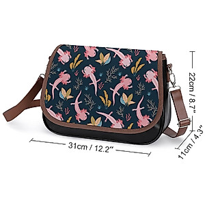 FunnyStar Axolotl Sea Weed Print Ladies Shoulder Bags Crossbody Messenger Bag Cute Handbag PU Leather