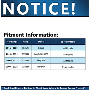 Detroit Axle - Front Brake Kit for Toyota Tundra Sequoia Land Cruiser Lexus LX570 Front Drilled and Slotted Brake Rotors Ceramic Brakes Pads Replacement